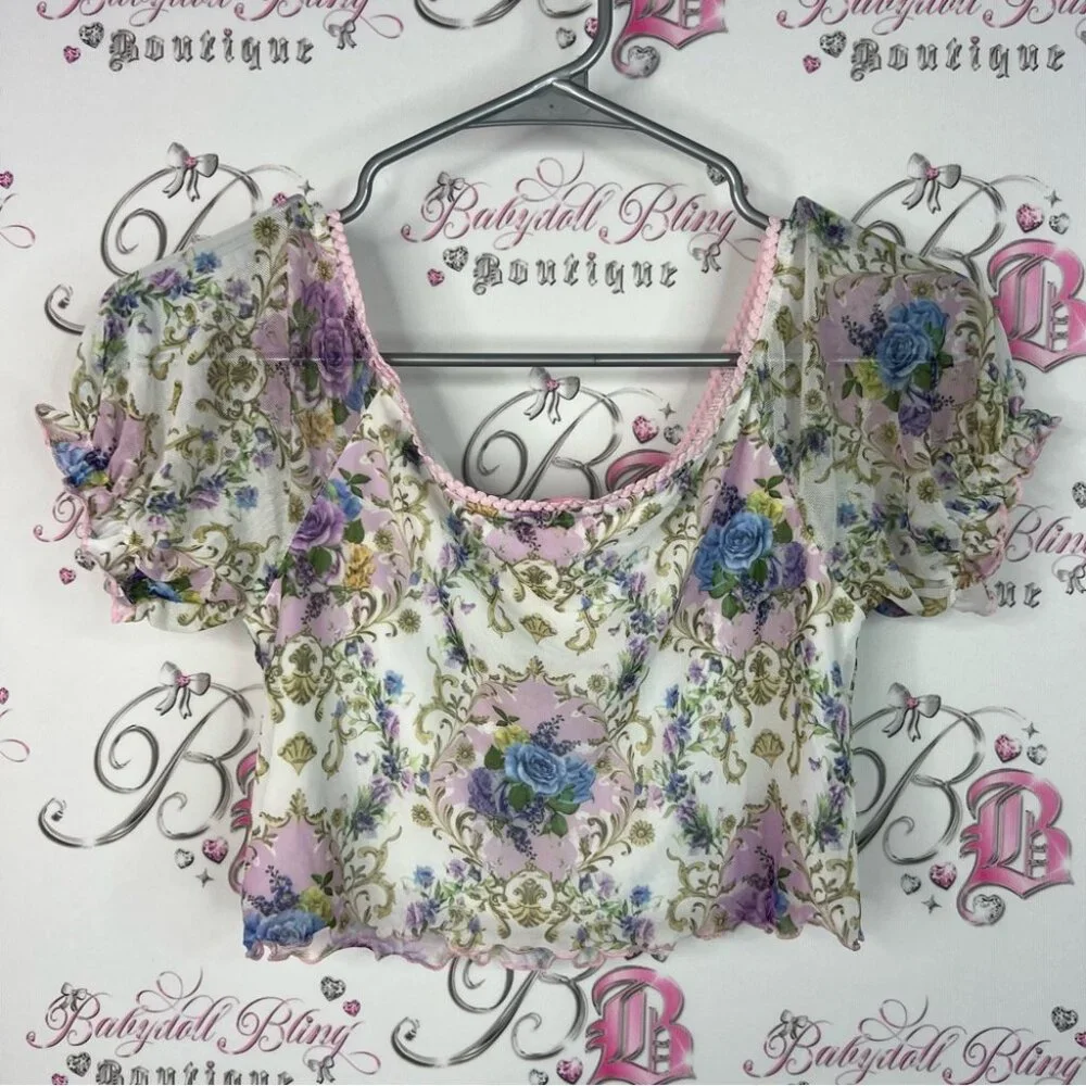 Dolls Kill | Tops | Sugar Thrillz Dolls Kill Cropped Top Bows Roses ...